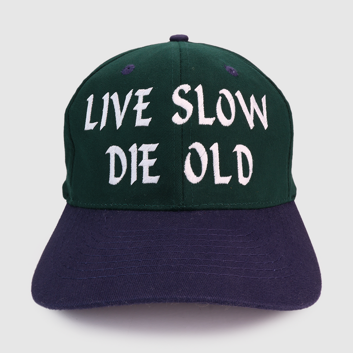 Live Slow Die Old Strap back Cap Hat Custom Embroidered – Old School Hats