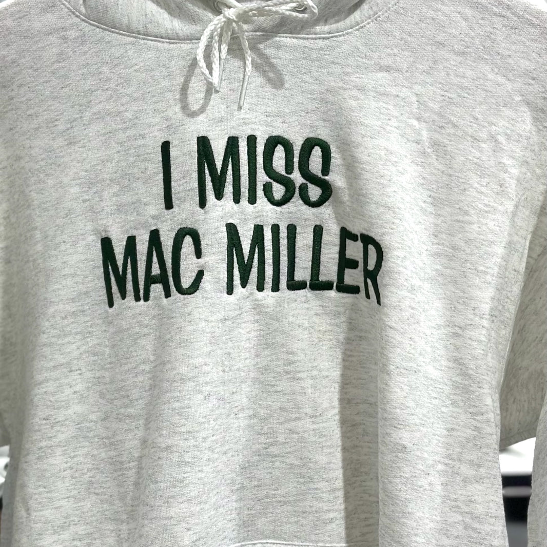 I Miss Mac Miller Custom Embroidered Ash Gray Hoodie – Old School Hats